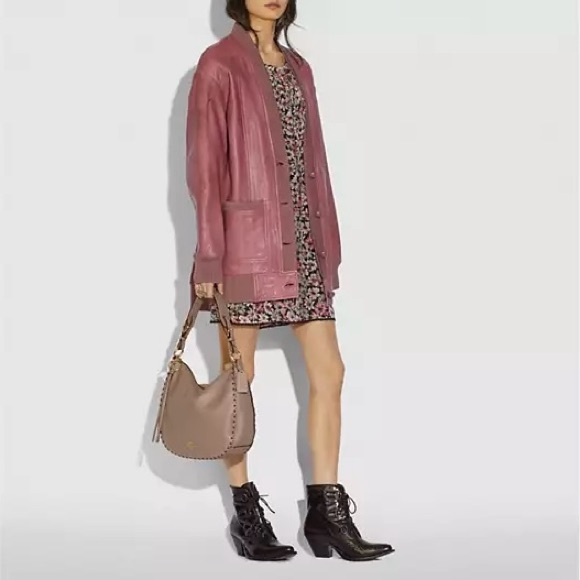 Coach | Bags | Coach Sutton Hobo With Scallop Rivets In Taupe Polished ...